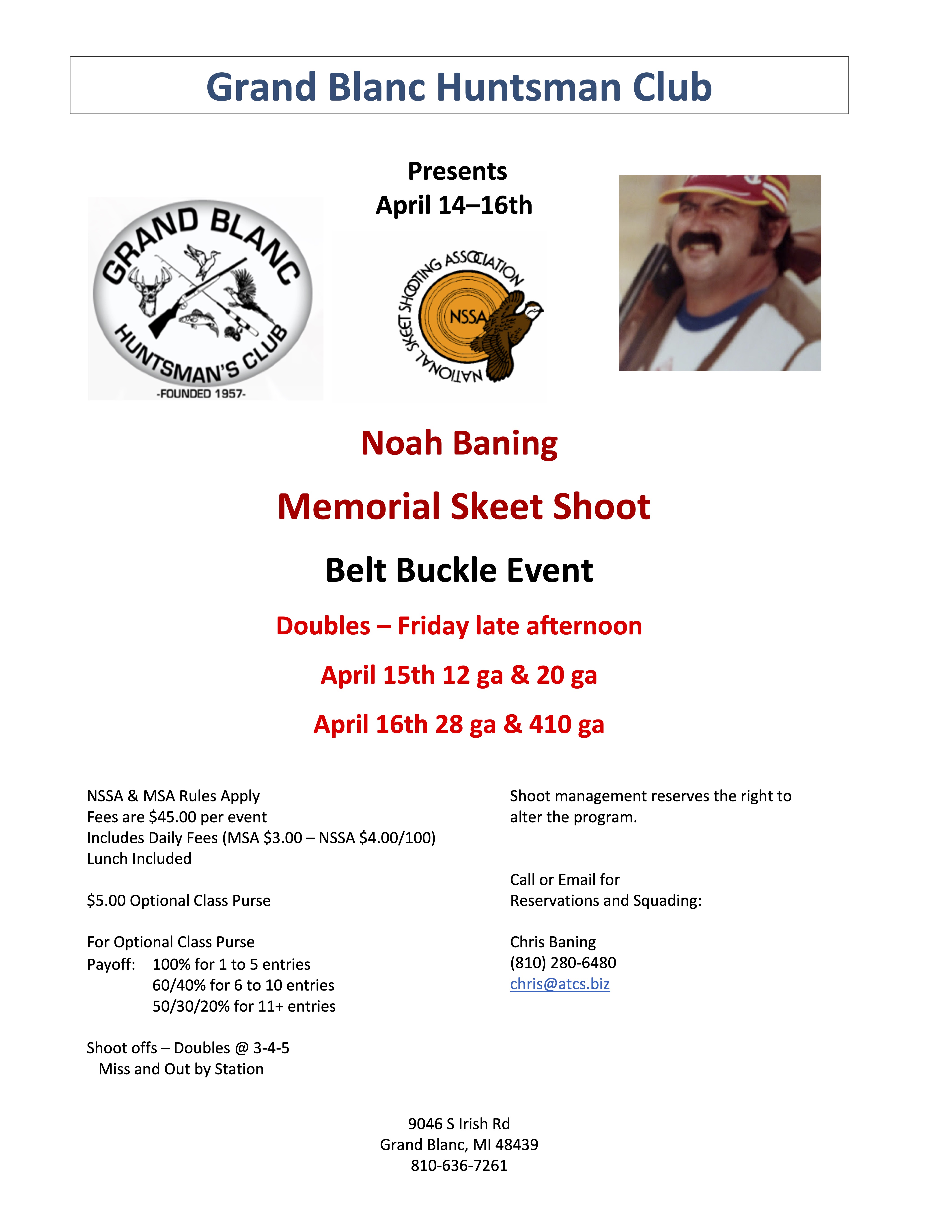 GBHC reg shoot flyer for N Baning | Michigan Skeet Association