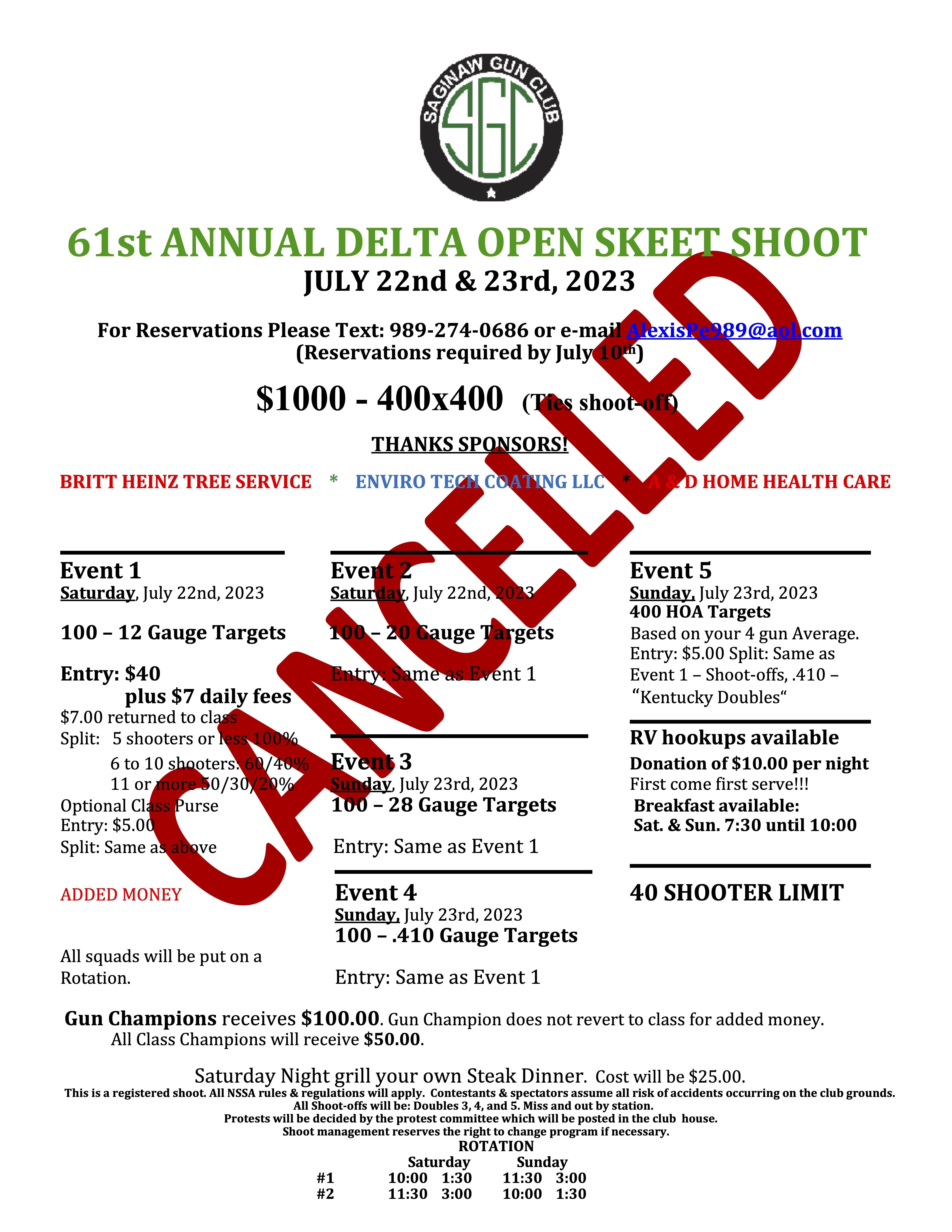 61th ANNUAL DELTA OPEN SKEET SHOOT 2023 (X) | Michigan Skeet Association