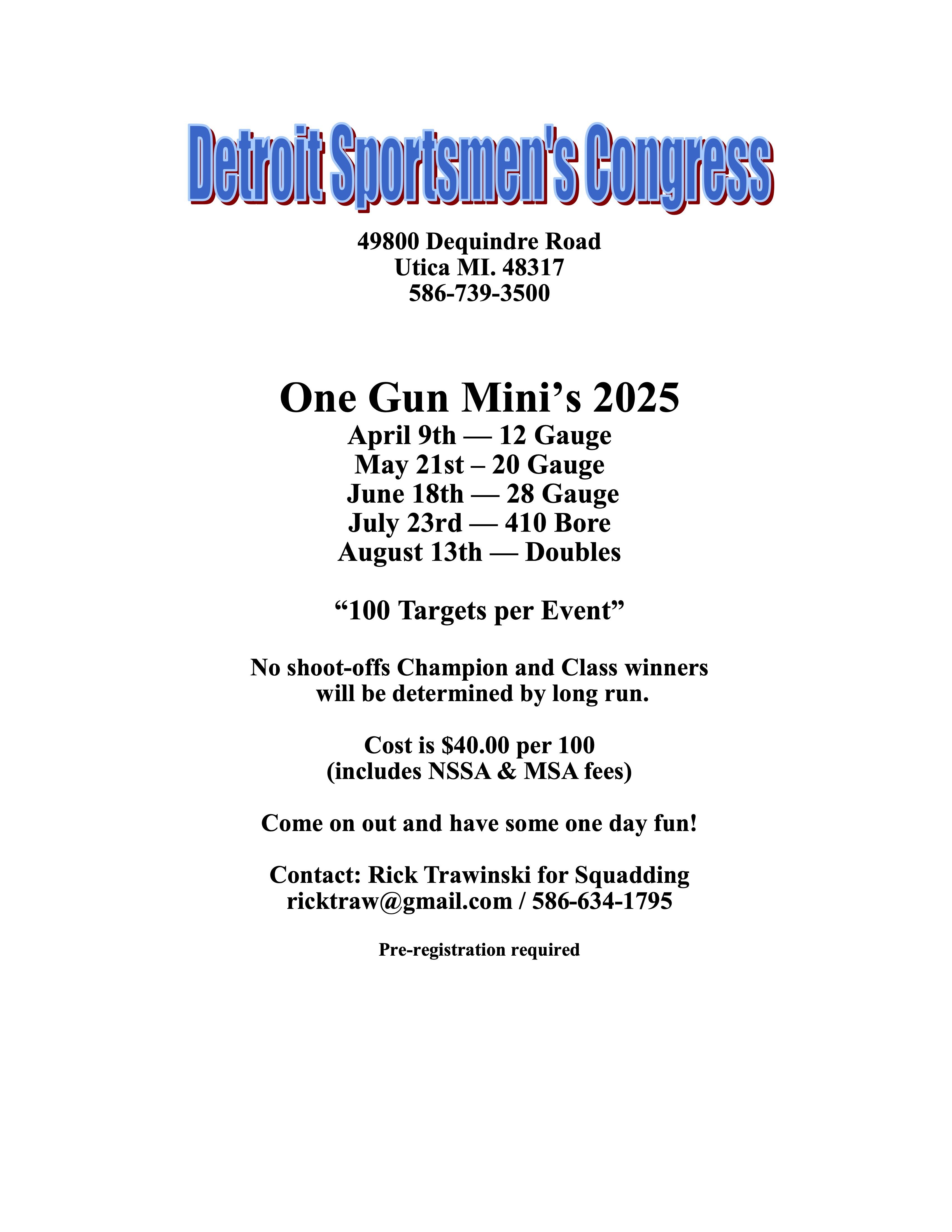 Shoot Flyers | Michigan Skeet Association